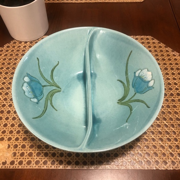 Vintage | Kitchen | Euc Vintage Baby Blue Floral Serving Bowl | Poshmark